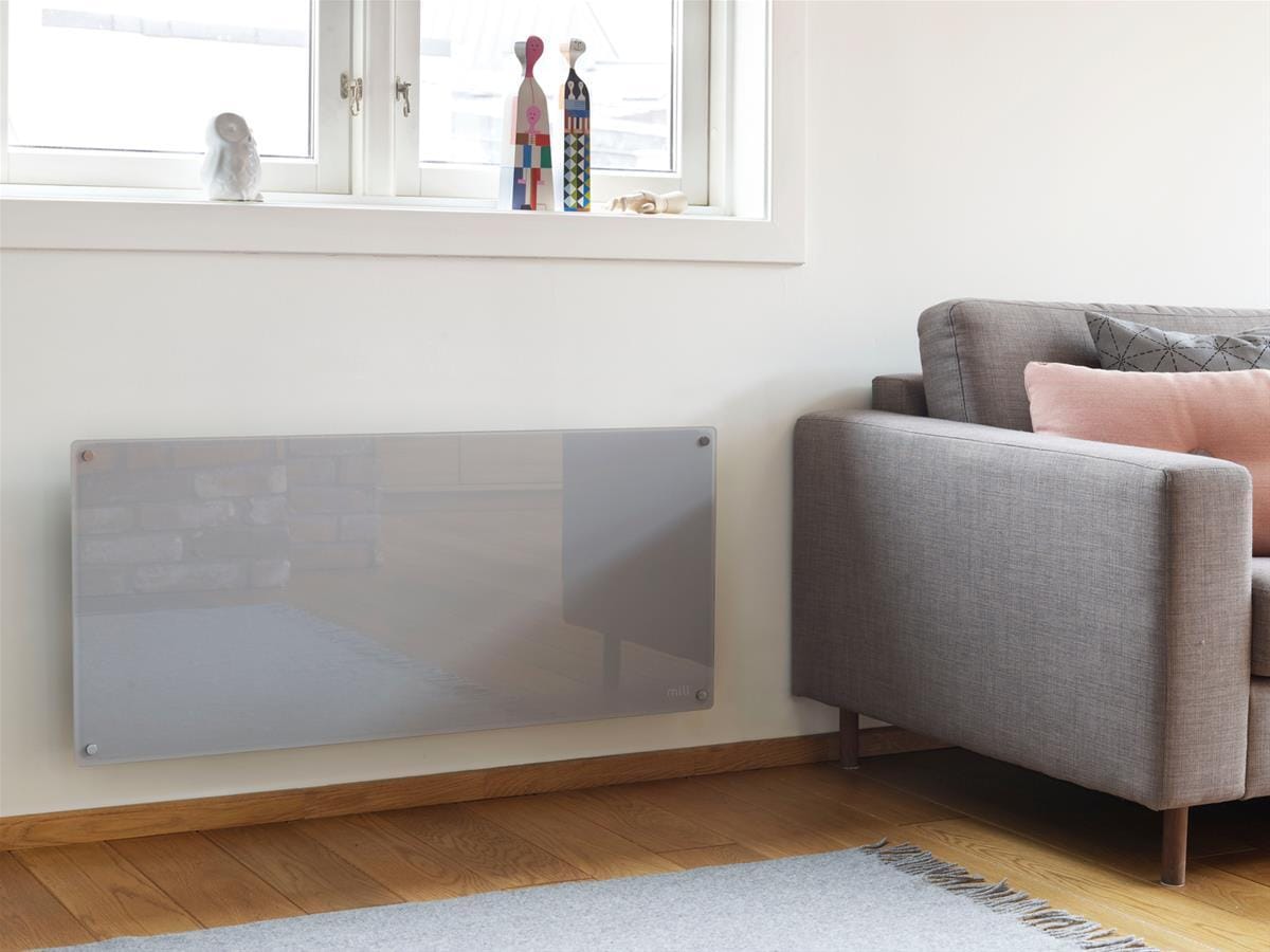 Mill Panelovn med glasfront 1200W, grå - Komplett.dk